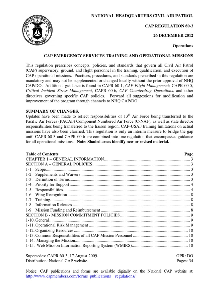 CAP Regulation 60-3: Emergency Services | PDF | Incident Command System ...