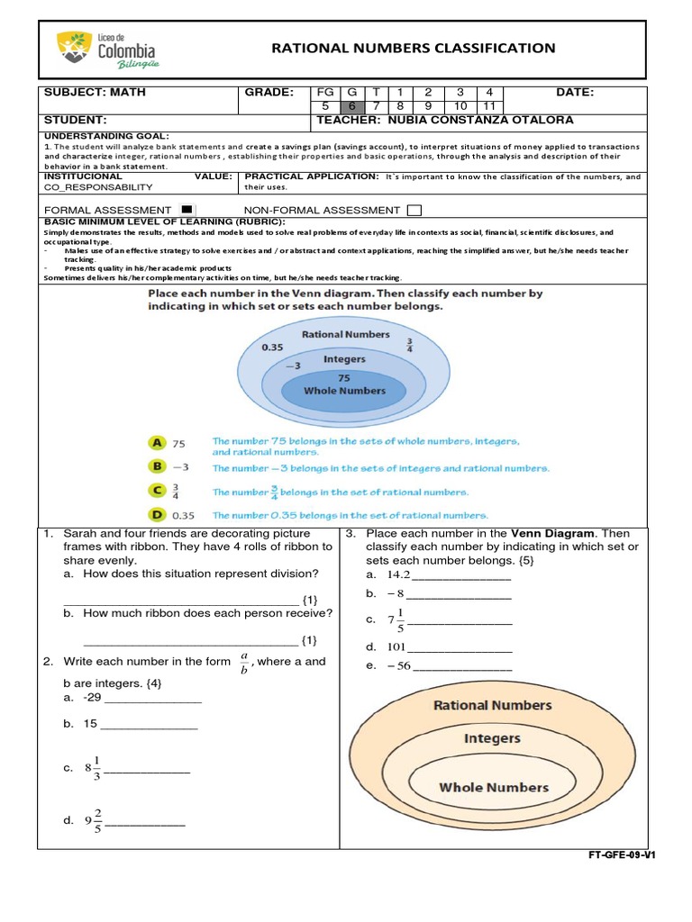 Classifying Rational Numbers 6th | PDF | Integer | Teaching Mathematics