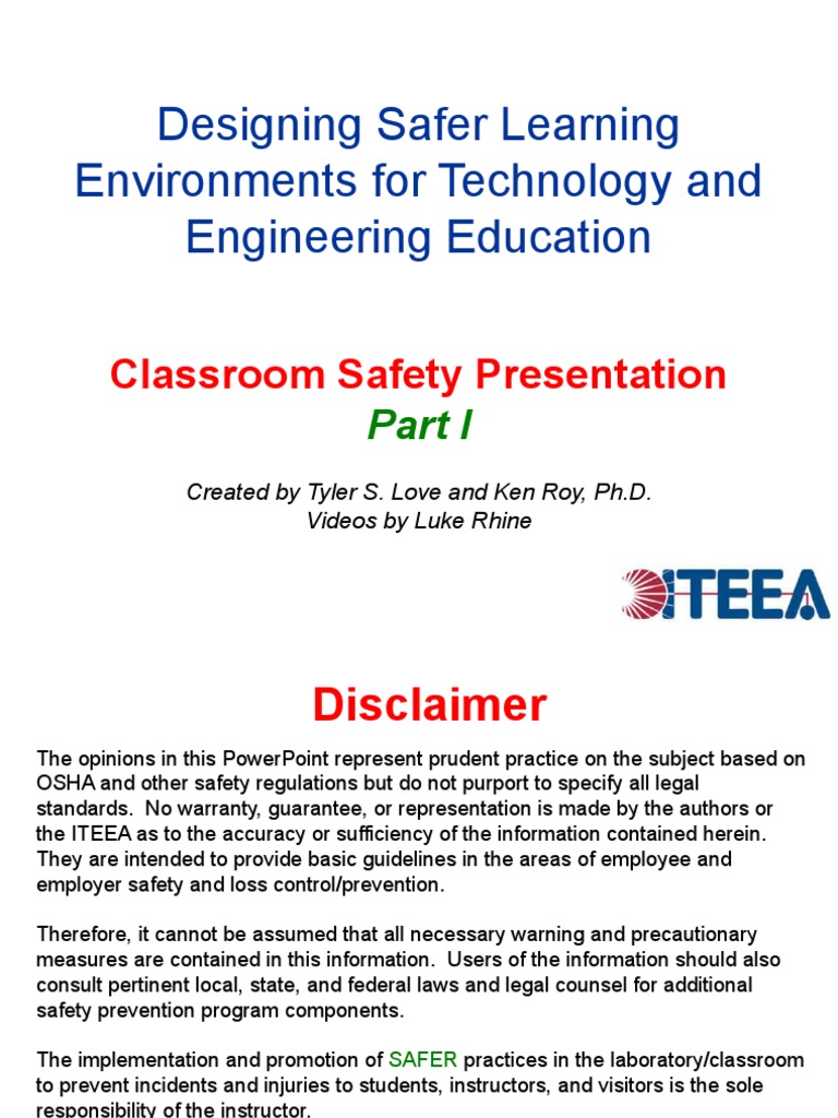 ITEEA SafetyPresentation 2014 Part1 | PDF | 3 D Printing | Laboratories