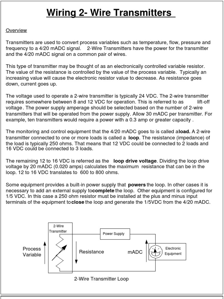 Wiring Guide for 2-Wire Transmitters | PDF | Electrical Resistance And ...
