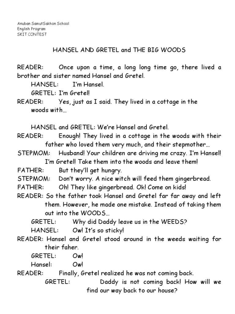 Hansel Script | Hansel And Gretel