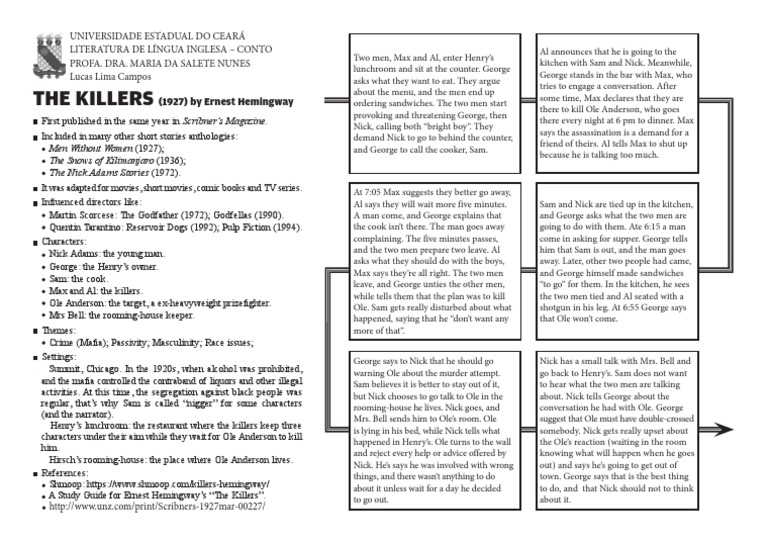 The Killers: (1927) by Ernest Hemingway | PDF | Leisure