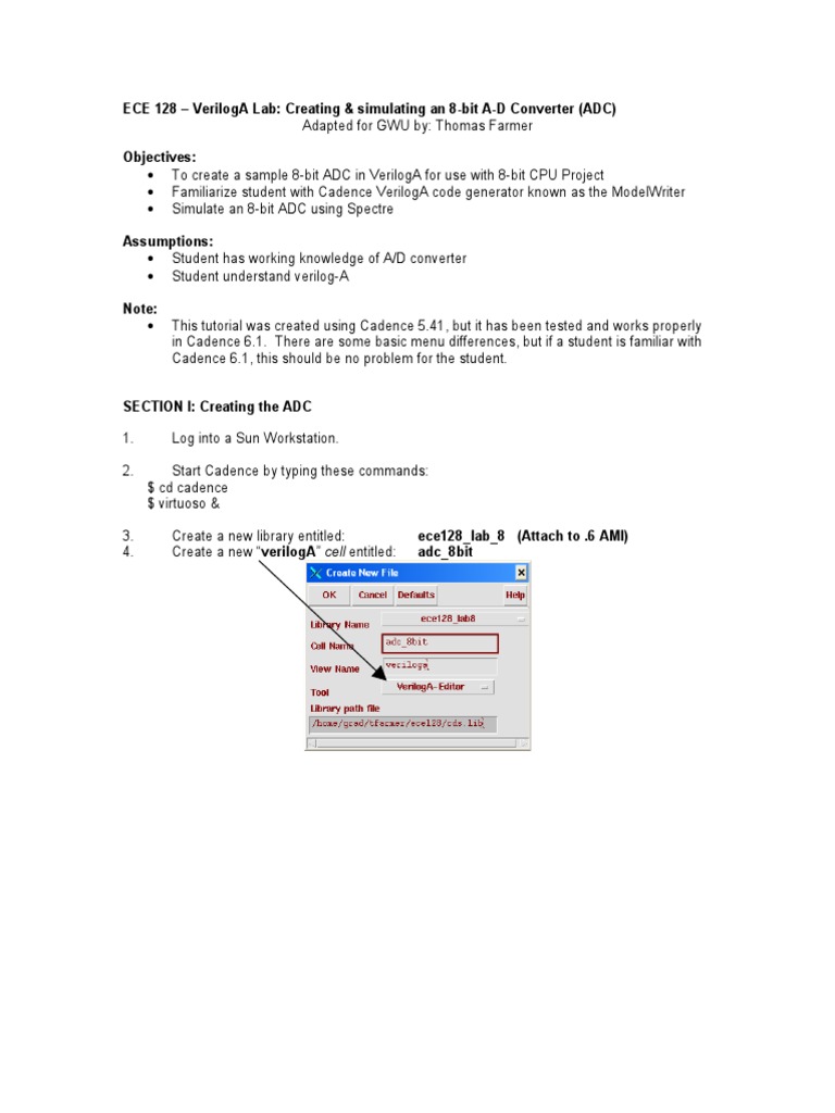 Lab10 Veriloga Adc Tutorial | PDF | Analog To Digital Converter | Computer Simulation