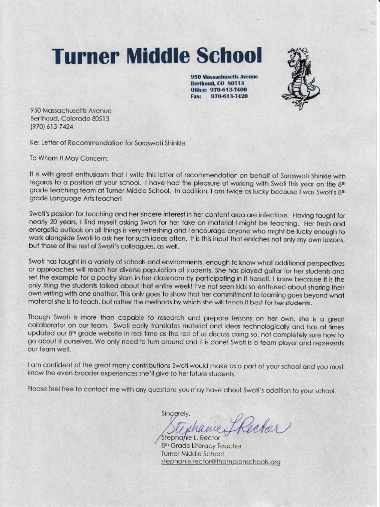 Letter of Rec From Rector | PDF