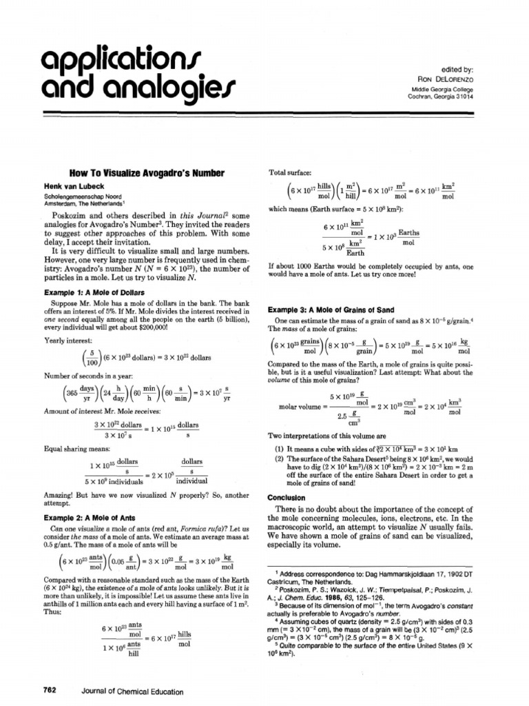 Visualizing Mol | PDF | Mole (Unit) | Physical Quantities