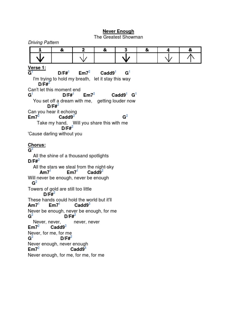 Never Enough Chord Chart Pdf
