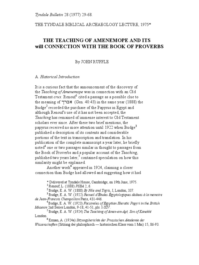 THE TEACHING OF AMENEMOPE AND ITS Will CONNECTION WITH THE BOOK OF ...