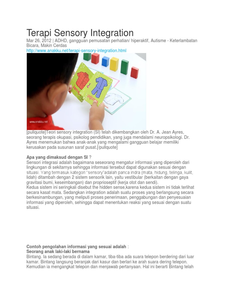 Terapi Sensory Integration | PDF | Self-Improvement | Wellness
