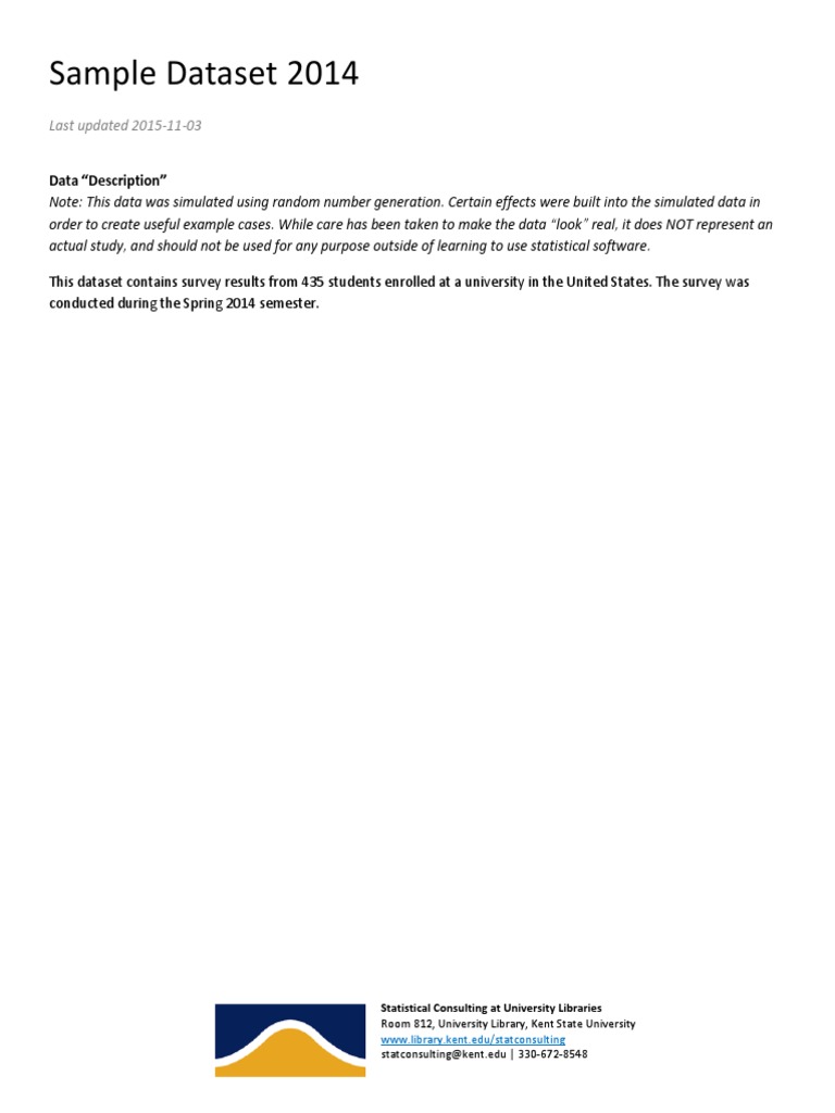 Sample Dataset 2014 Codebook | PDF | Data Set | Survey Methodology
