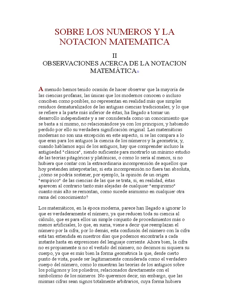 Sobre Los Numeros y La Notacion Matematica | PDF | infinito | Números