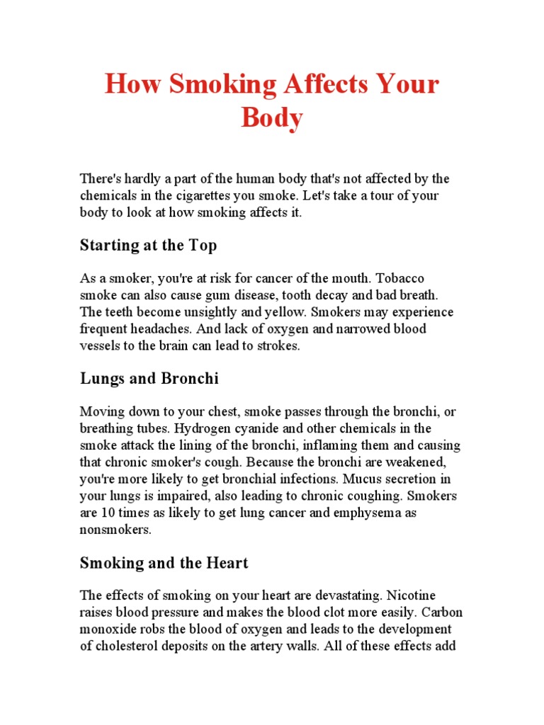 How Smoking Affects Your Body | PDF | Clinical Medicine | Diseases And ...