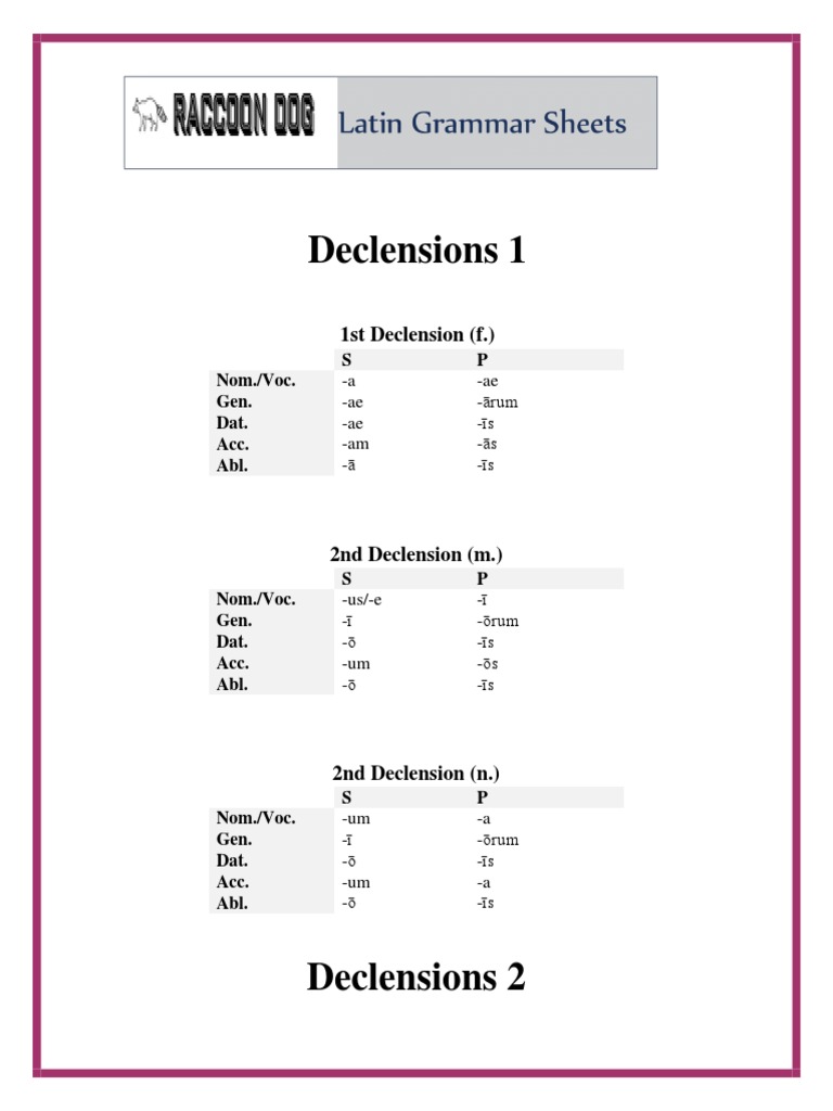 Noun Adjective Declension Endings | PDF | Grammatical Gender | Onomastics