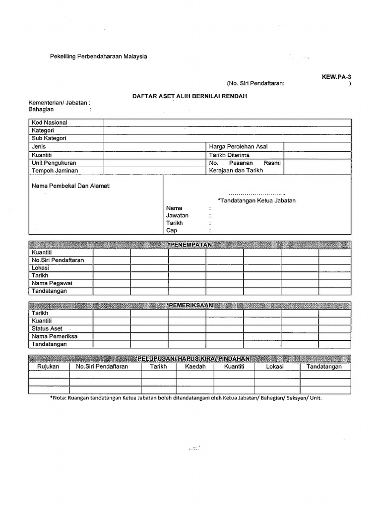 Kew Pa 3 Aset Bernilai Rendah | PDF