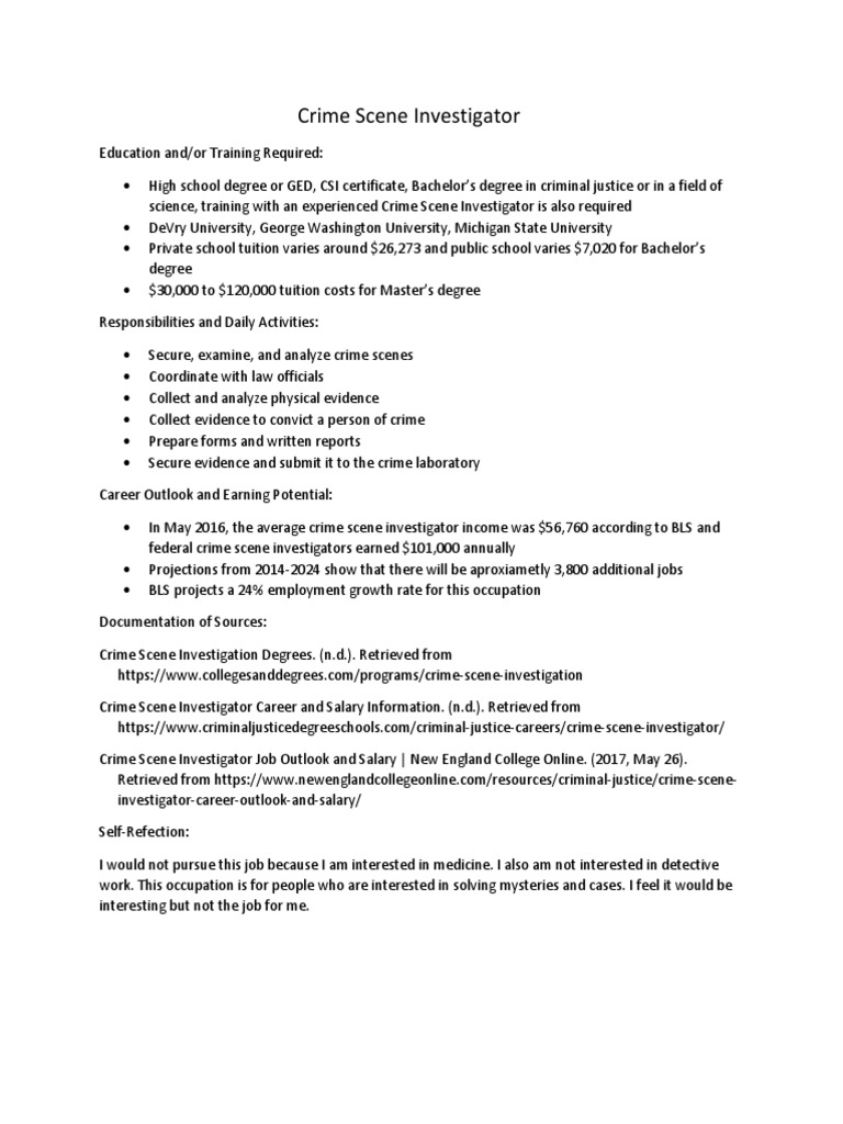 Crime Scene Investigator | PDF | Crime Scene | Forensic Science