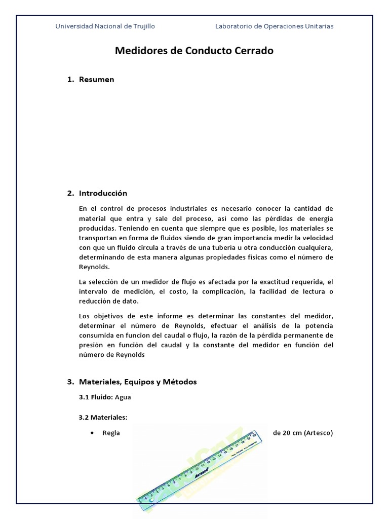 Lab.N03 Medidores de Flujo en Conducto Cerrado | PDF | Bomba | Medición