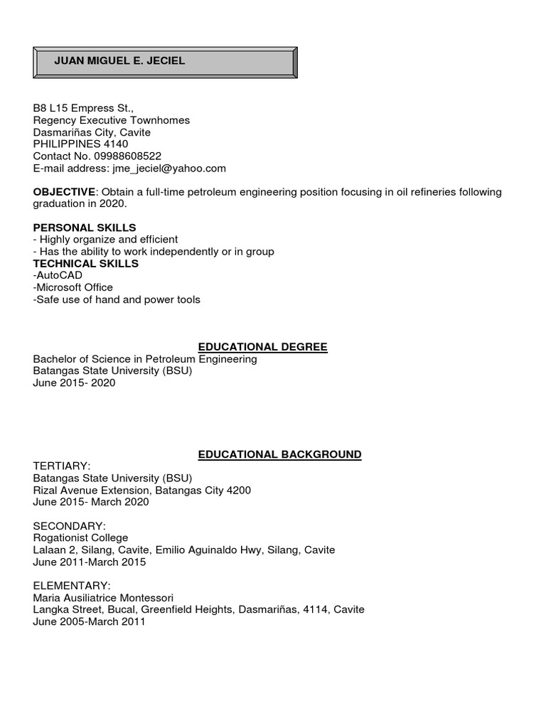 Resume 1st | PDF | Philippines