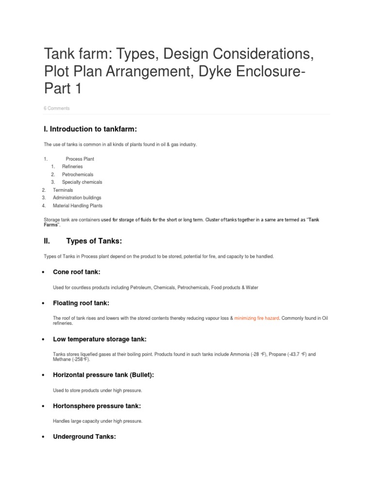 Tank farm layout and design essentials | PDF | Oil Refinery | Gases
