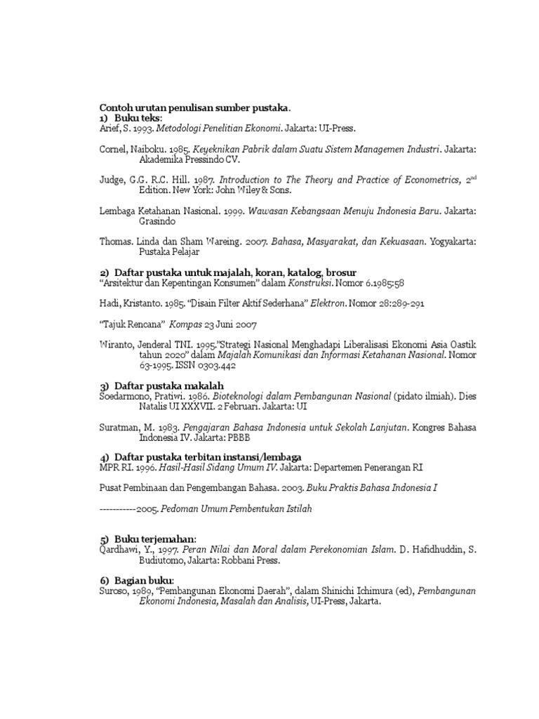 Contoh Urutan Penulisan Sumber Pustaka | PDF