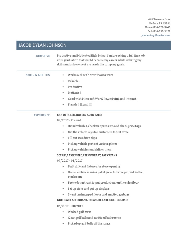Jacob Resume 1 | Download Free PDF | Vehicles | Business