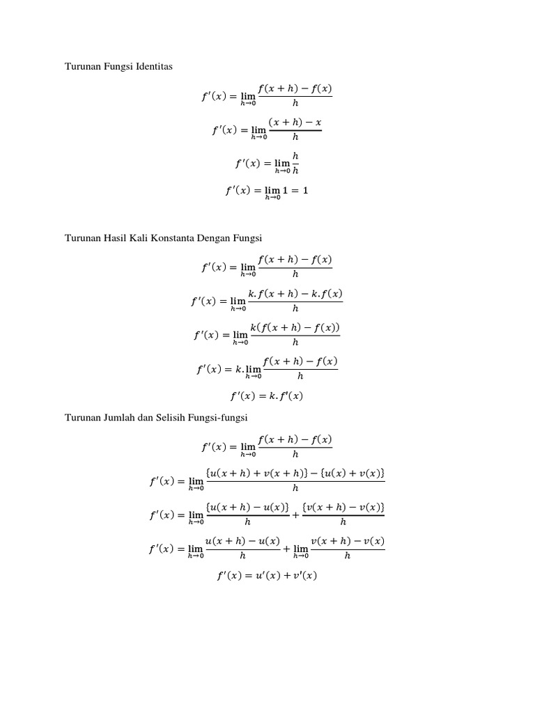 Aturan Dasar Turunan Fungsi | PDF | Metode & Bahan Ajar