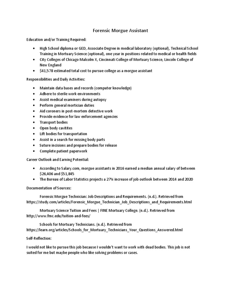 Forensic Morgue Assistant | PDF