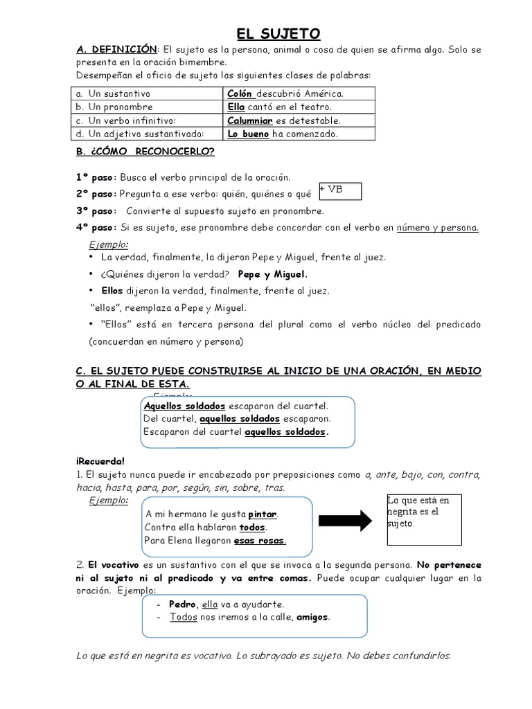El Sujeto Definición