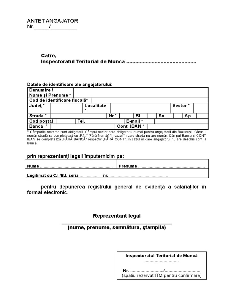 Model Adresa Inaintare Registru