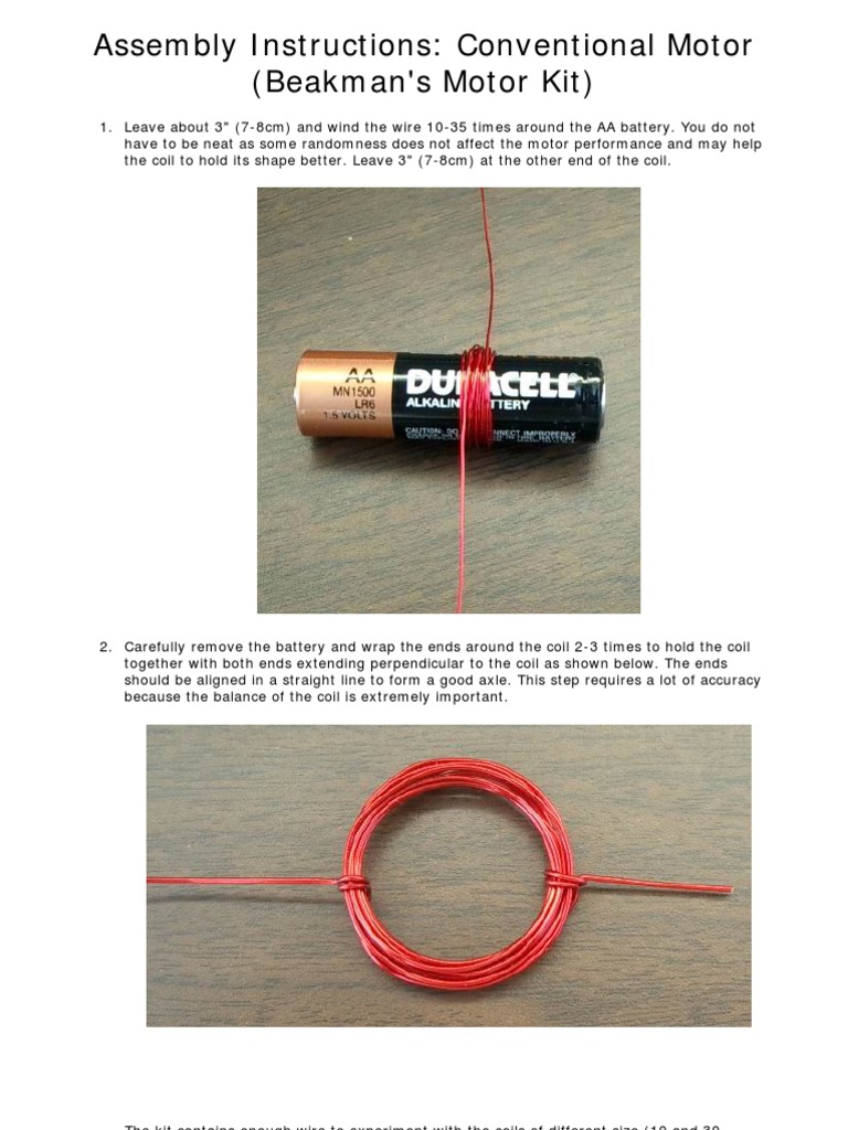 Assembly Instructions: Conventional Motor (Beakman's Motor Kit) | PDF ...