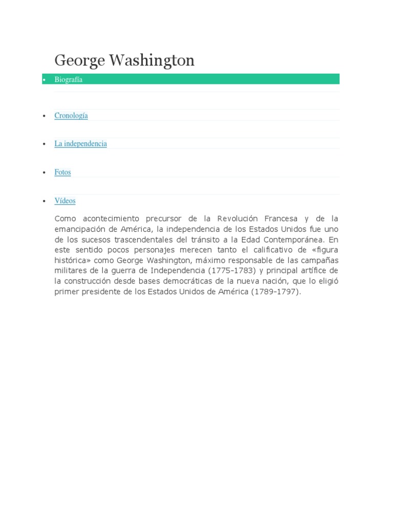 George Washington: Biografía | PDF | George Washington | Unrest