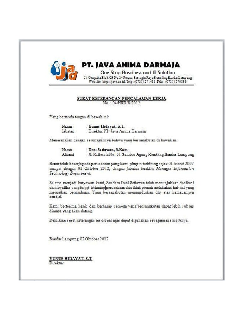 Contoh Surat Paklaring | PDF