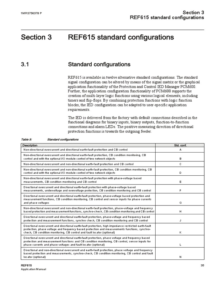 REF615 Standard Configuration | PDF | Electrical Components ...