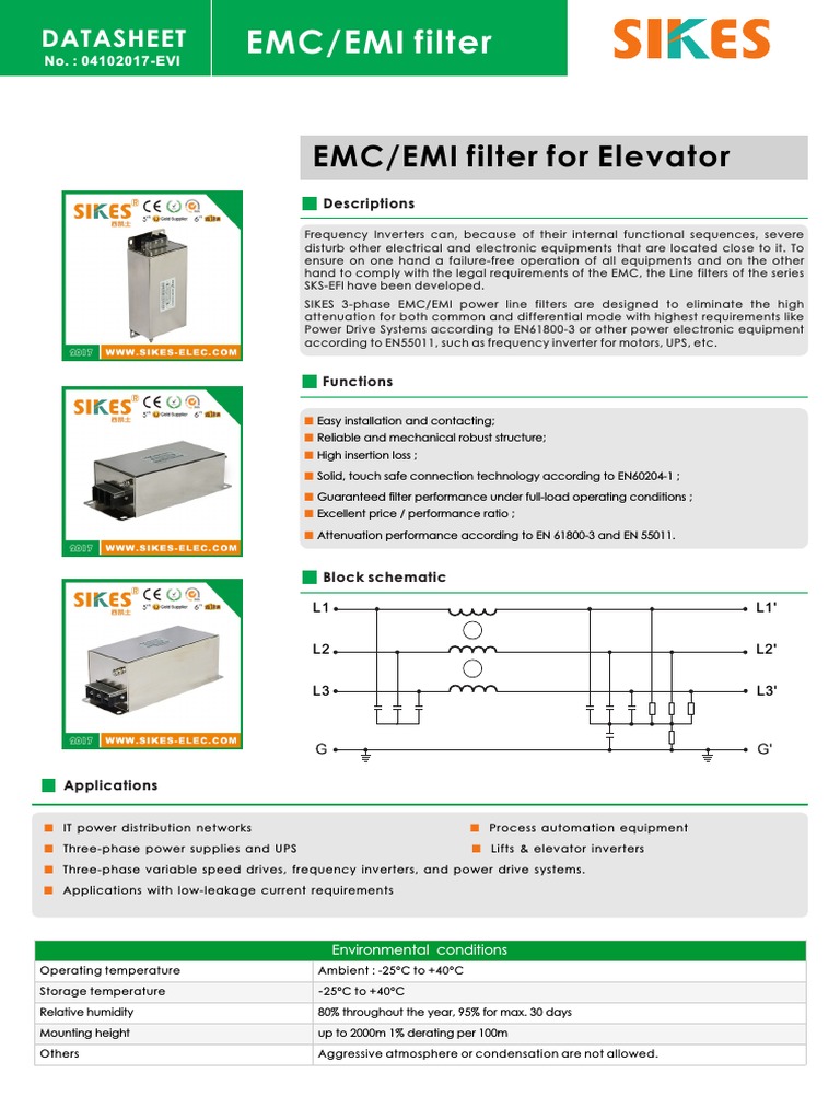 EMC, EMI Filter Datasheet 2017 03 EVI | PDF | Power Inverter | Electric ...