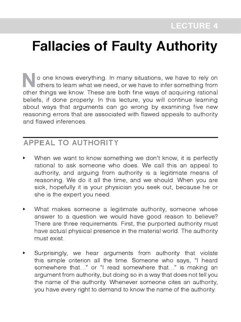 Topic 4 Fallacies of Faulty Authority | PDF | Analogy | Argument