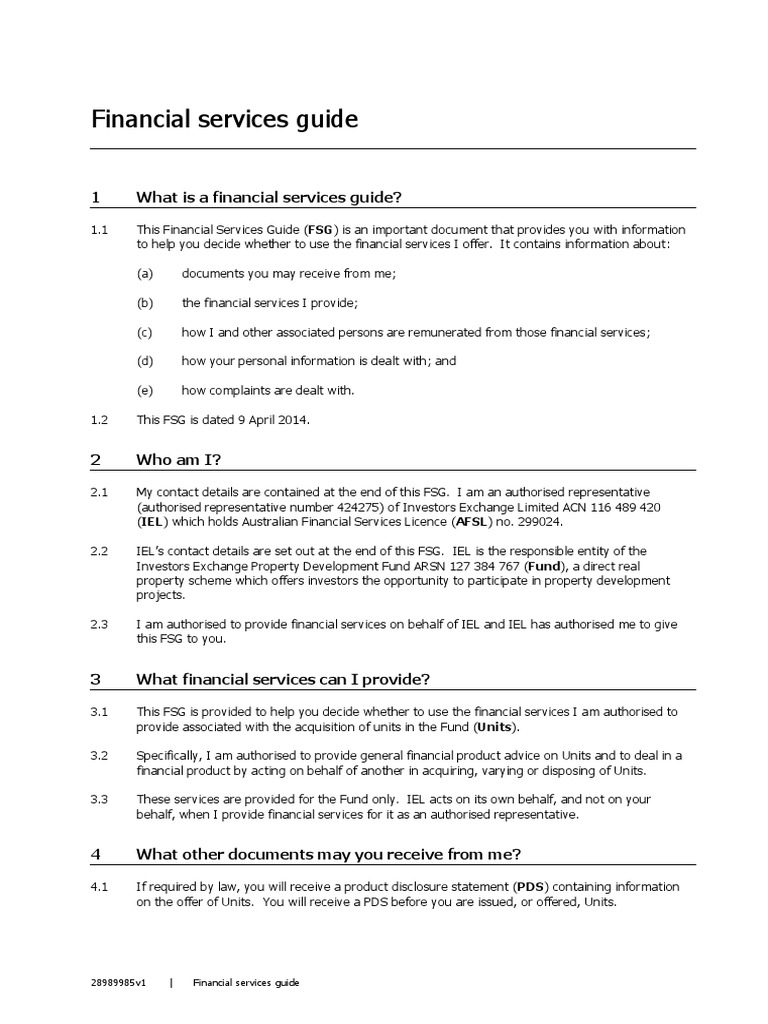 Financial Services Guide | PDF | Fee | Due Diligence