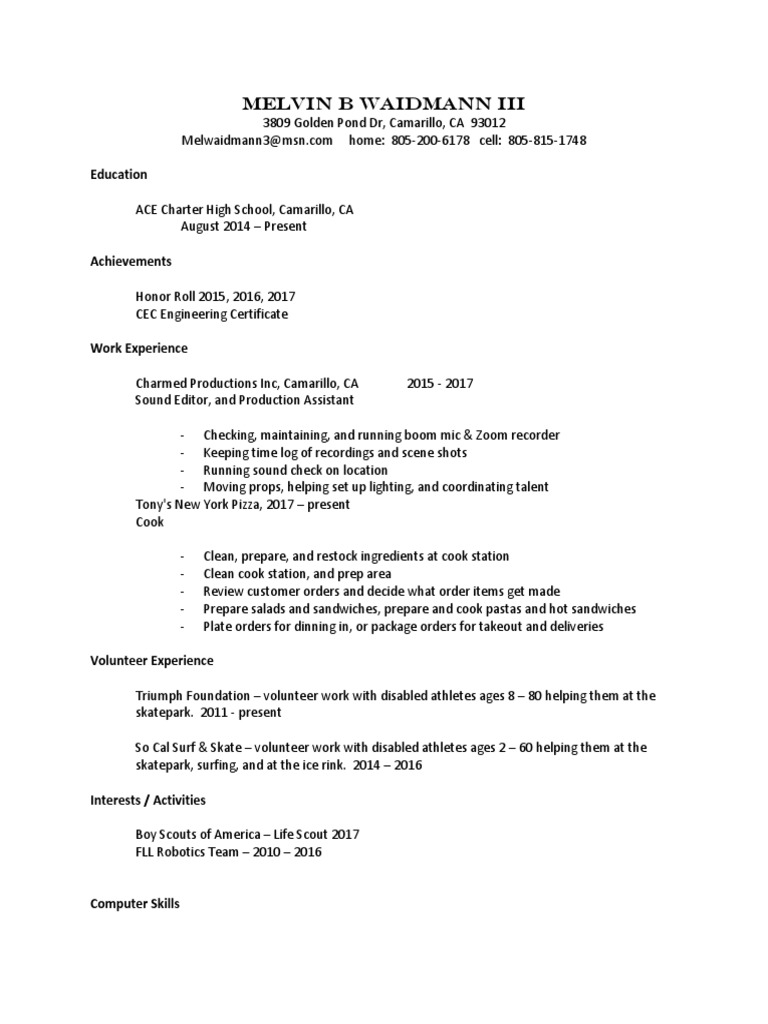 Mel 3 Resume 1 | PDF