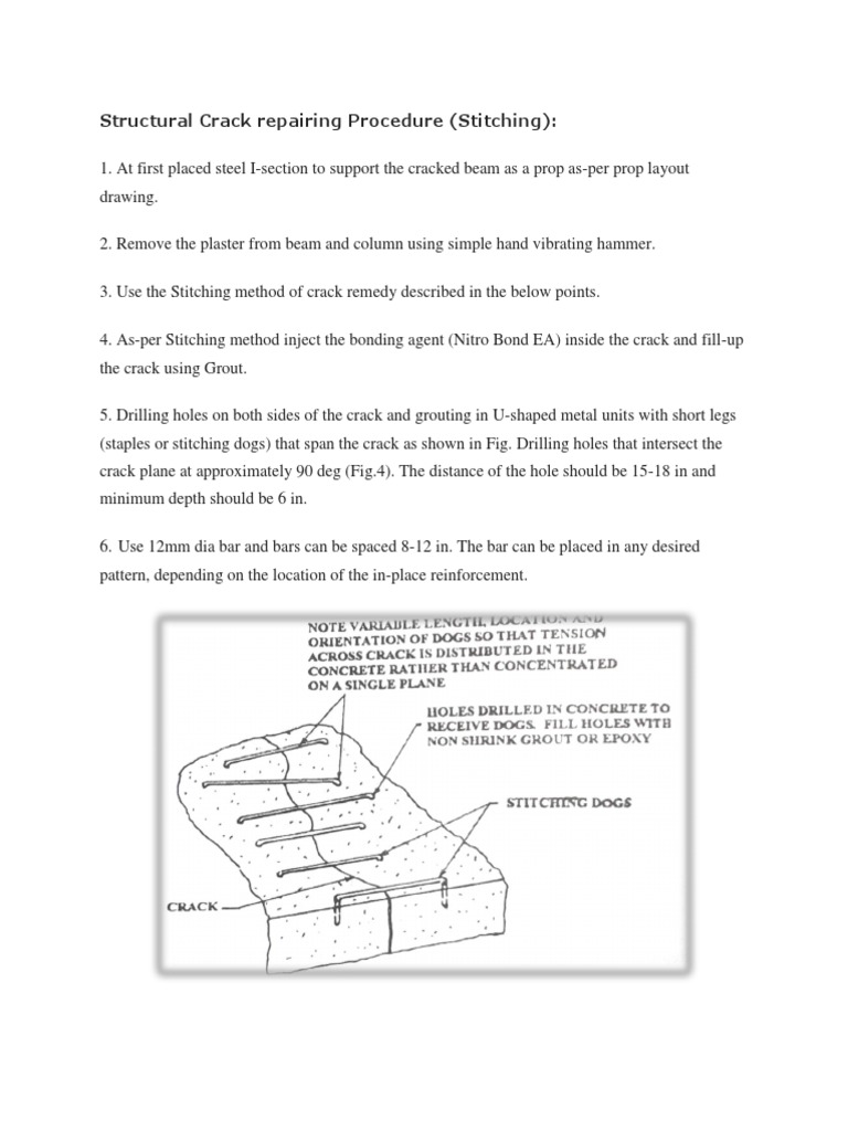 Structural Crack Repairing Procedure (Stitching) | PDF | Home & Garden ...