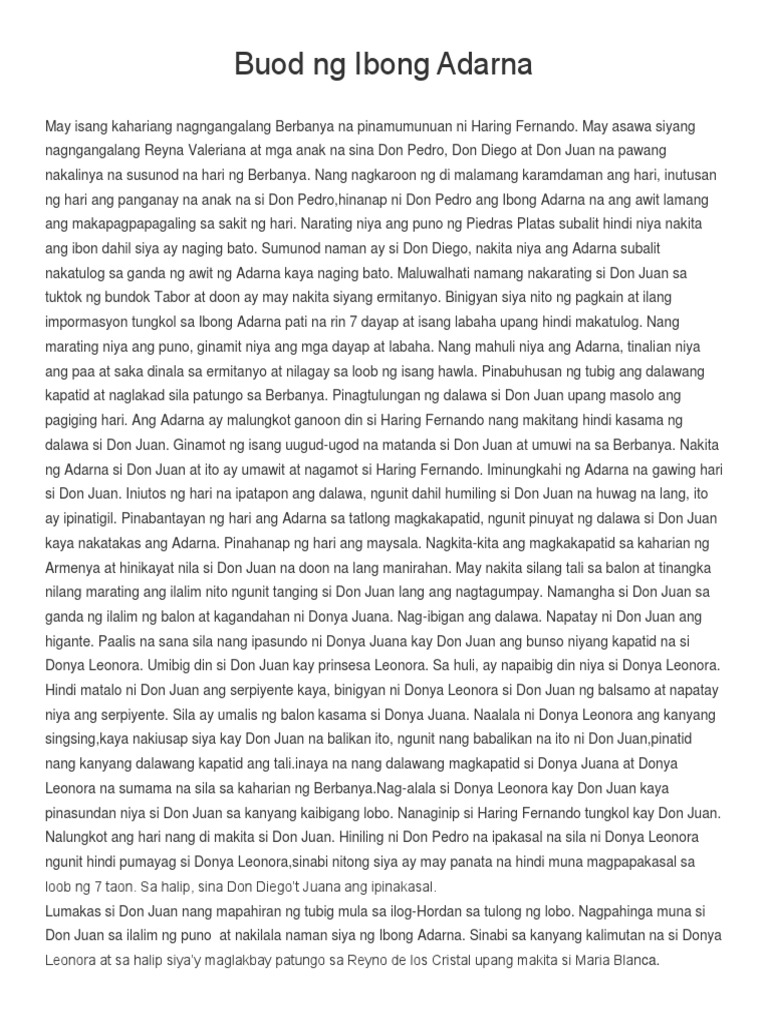 Buod NG Ibong Adarna | PDF