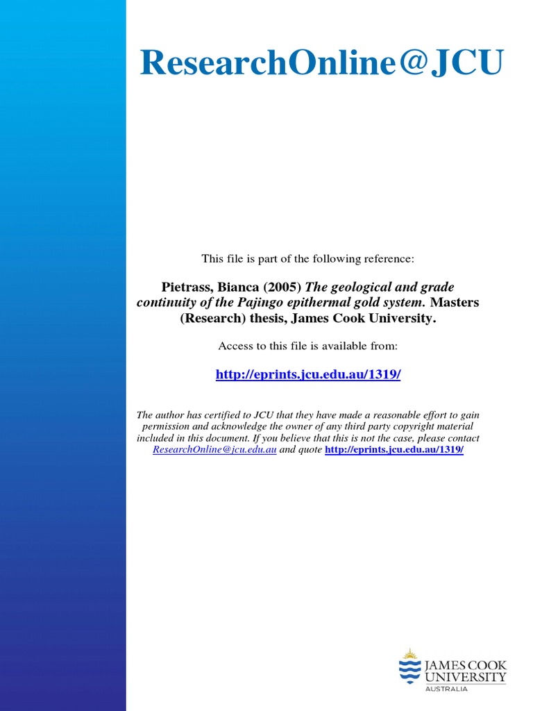 Researchonline@Jcu: Continuity of The Pajingo Epithermal Gold System ...