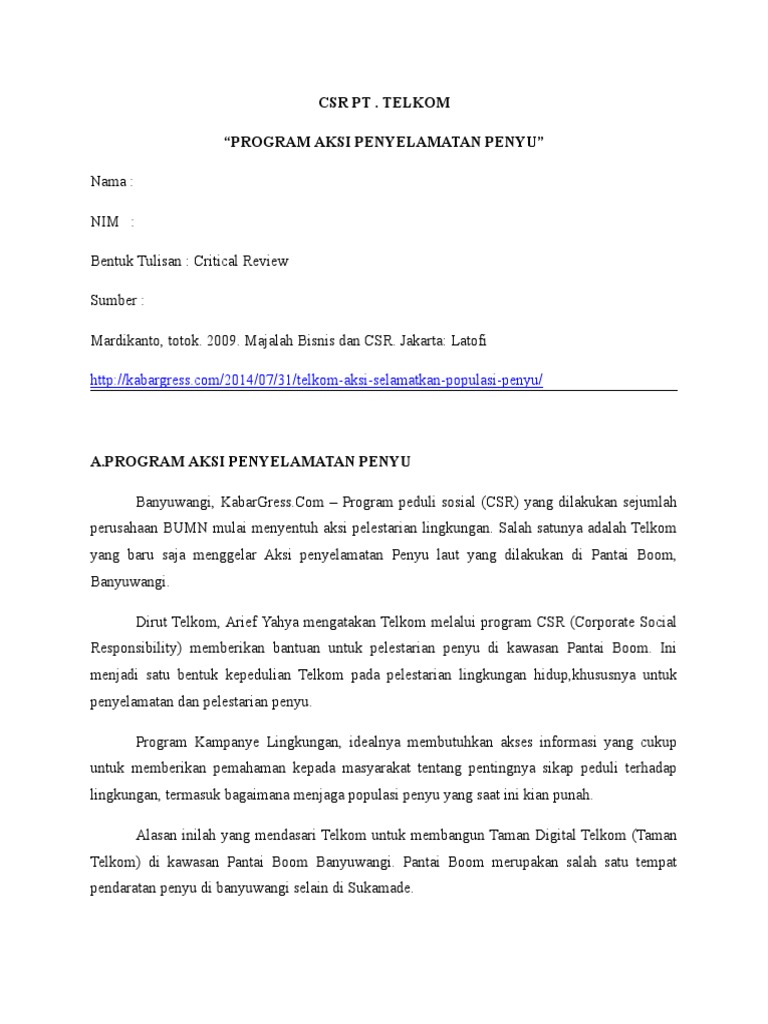 CSR PT Telkom | PDF