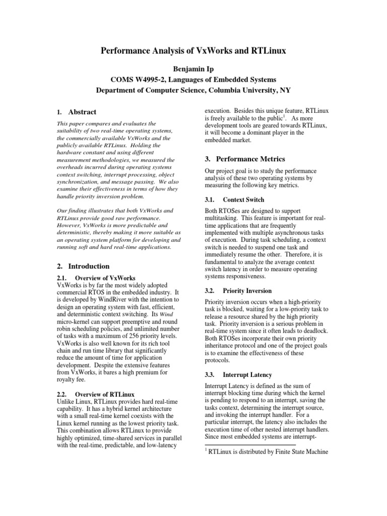 Vxworks Vs RTLinux | PDF | Operating System | Scheduling (Computing)