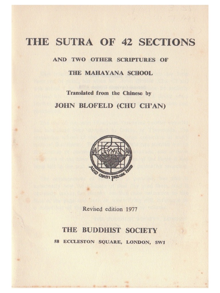 The Sutra of 42 Sections - John Blofeld | PDF