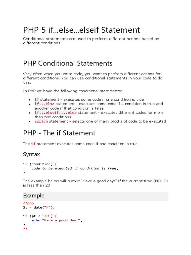 PHP Statements | PDF | Control Flow | Php