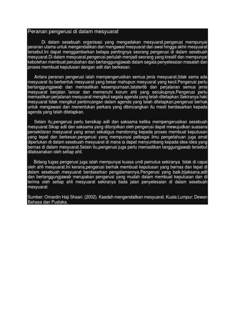 Peranan Pengerusi Di Dalam Mesyuarat | PDF