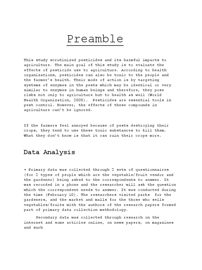 Preamble: Data Analysis | PDF | Pesticide | Agriculture