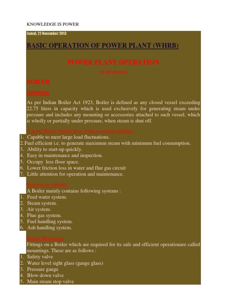 WHRB Boiler Operation Procedures | PDF | Boiler | Turbine