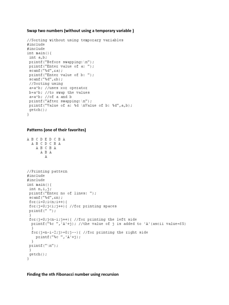 Swap Two Numbers Without Using A Temporary Variable Pdf Computing Computer Programming