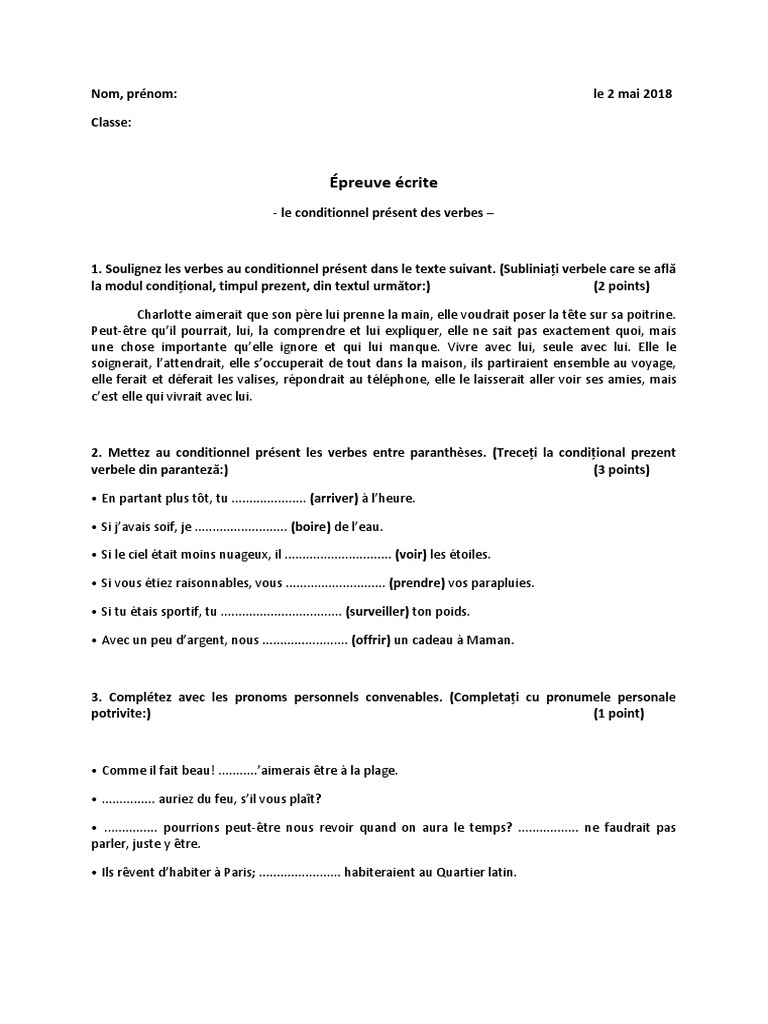Exercices sur le Conditionnel Présent | PDF
