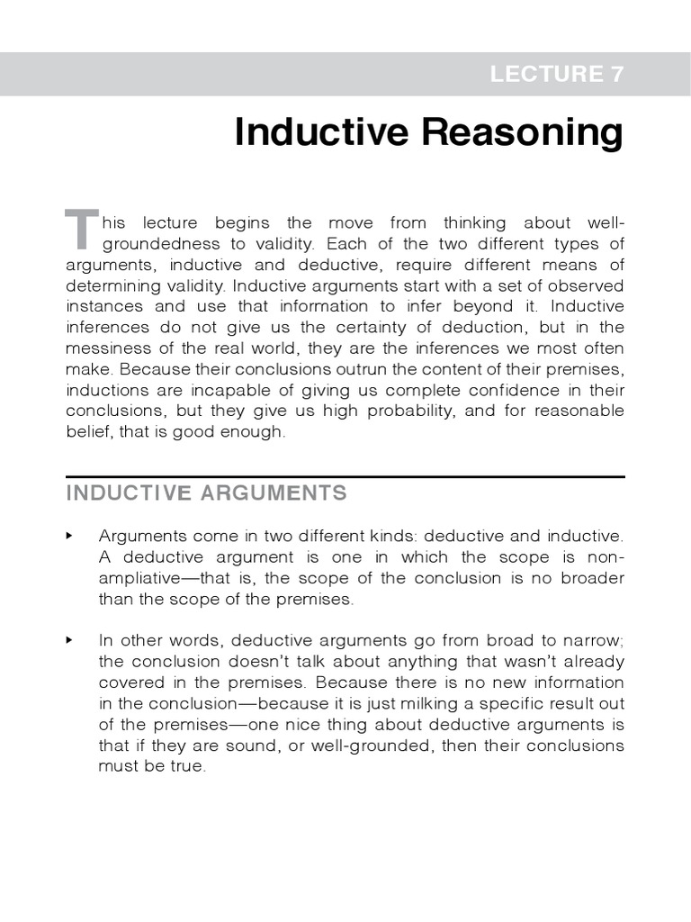 Topic 7 Inductive Reasoning | PDF | Argument | Inductive Reasoning