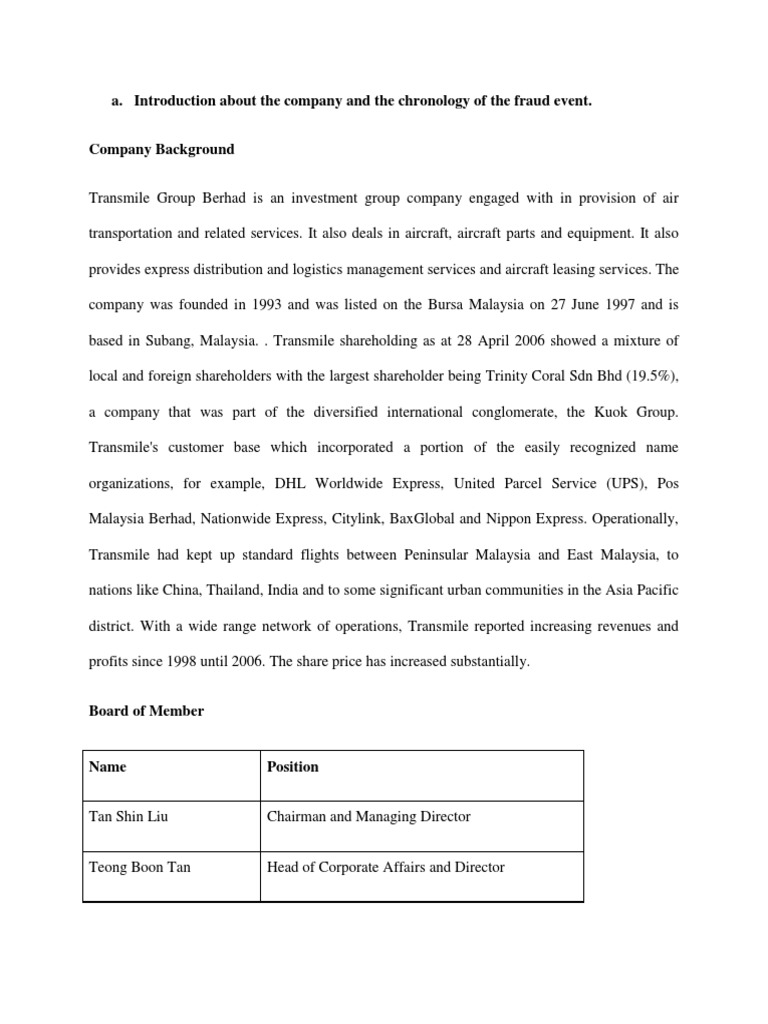 Forensic Accounting - Transmile Report | PDF | Internal Control | Audit ...