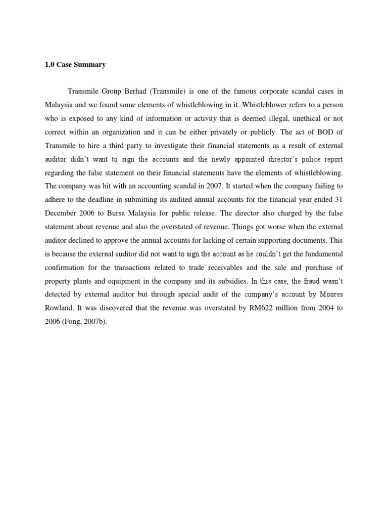 Transmile Group Berhad Accounting Scandal | PDF | Whistleblower | Stocks
